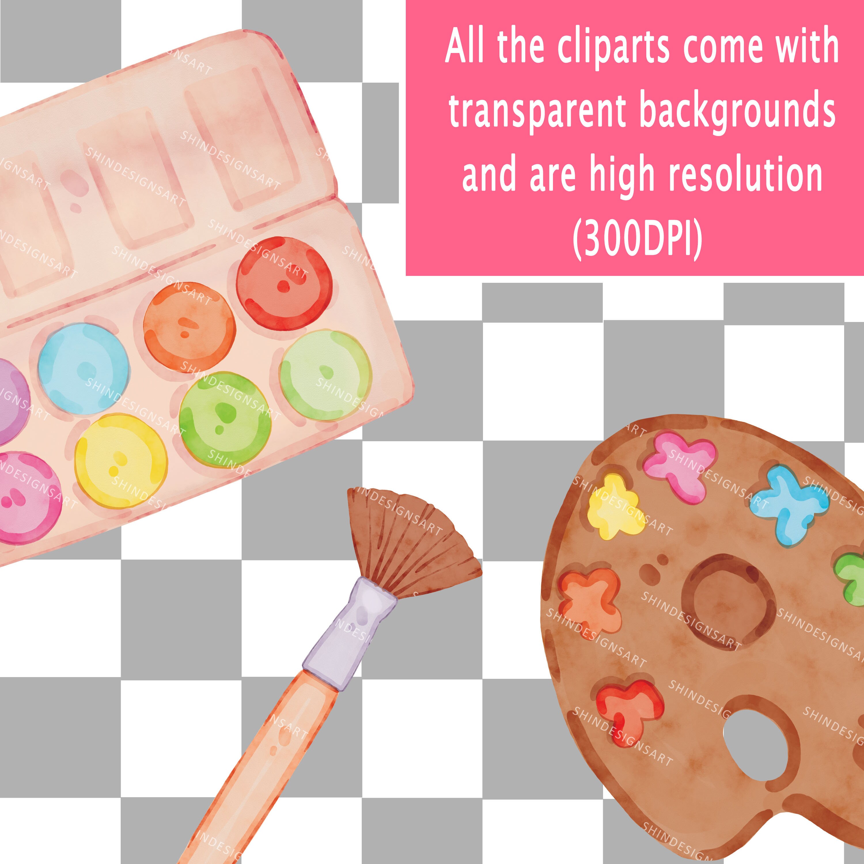 Watercolor Artist Clipart, Paint Brush Images, Art Clip Art Bundle ...