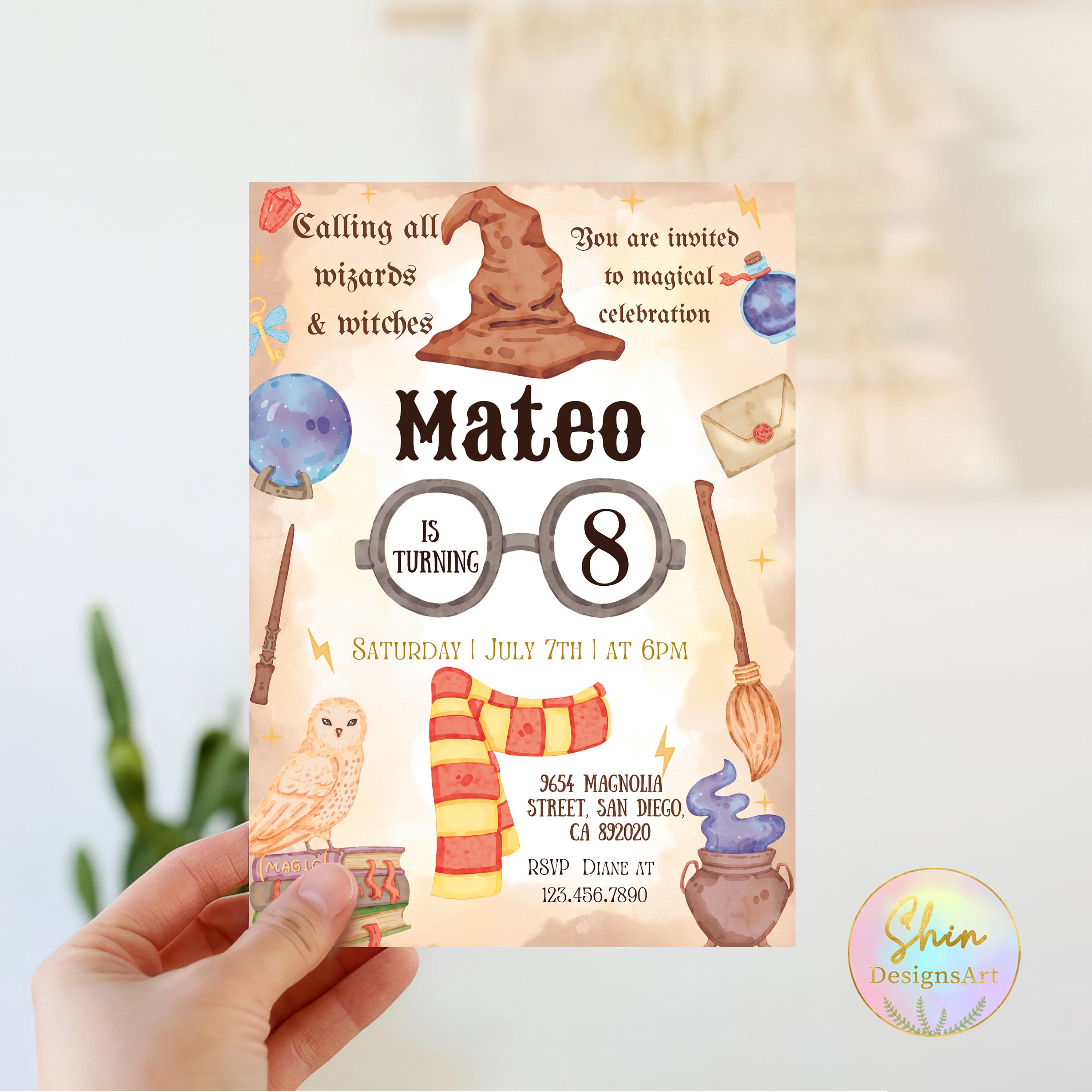 Editable Wizard Birthday Invitation Template, Downloadable Magic Theme ...