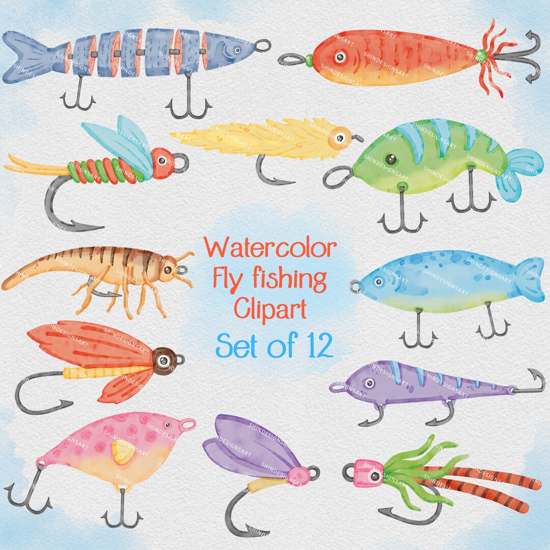 Watercolor Fly-fishing Clipart, Fishing Lures Clip Art Scrapbooking Fly ...