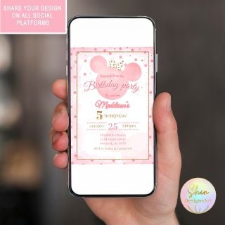 Editable Minnie Mouse Invitation Card, Printable Minnie Birthday ...