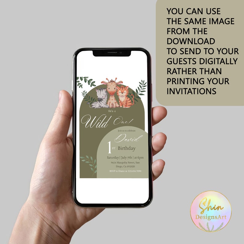 Personalised Wild One Birthday Party Invitation, Zoo Jungle Animals ...