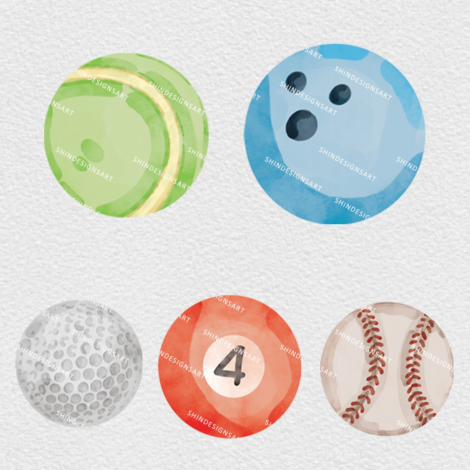 Watercolor Sports Balls Clipart , Digital Download, Printable Sport ...