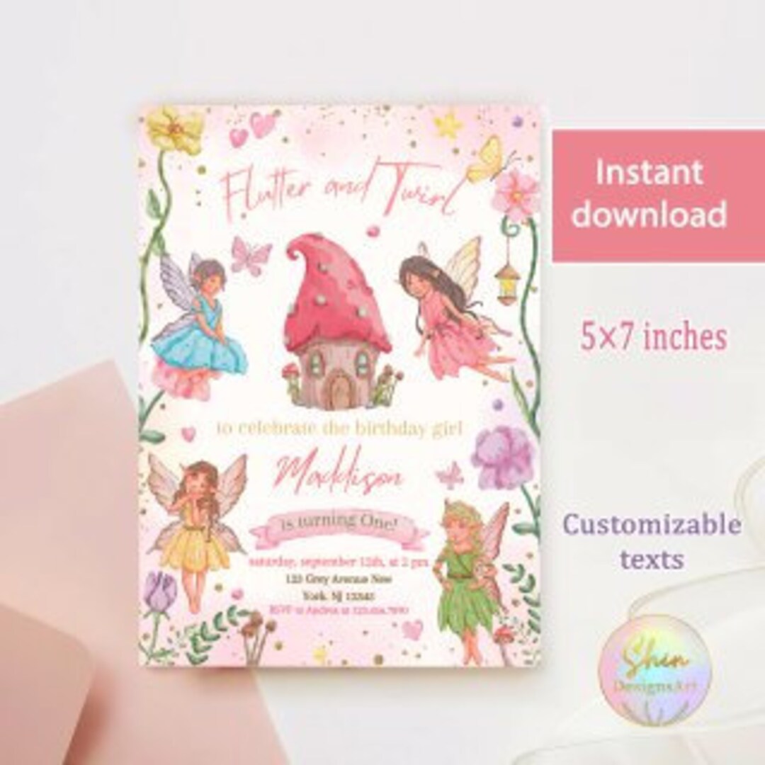 Whimsical Fairy Tale Invitation, Enchanting Girl Birthday Card, Fairy ...
