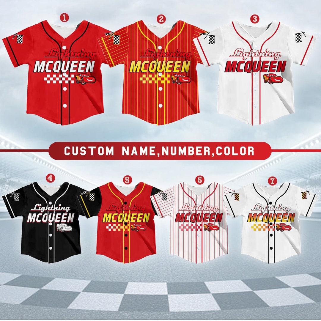 Custom Cars Lightning Mcqueen Baseball Jersey Team, Collection Choose ...