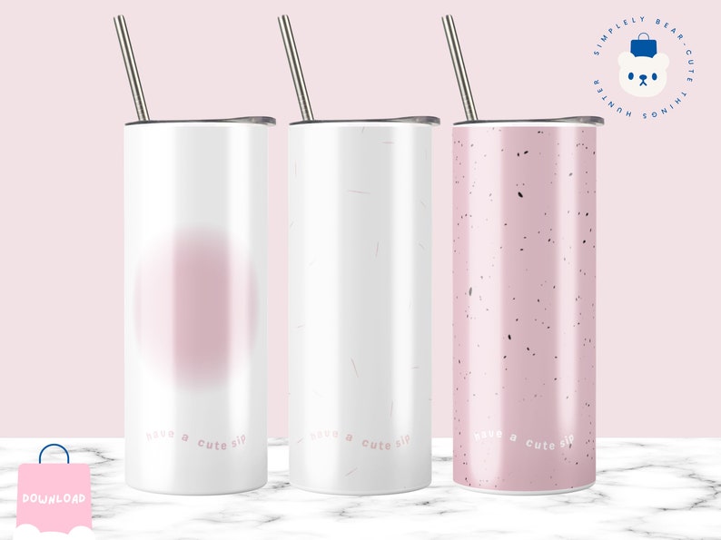 Pink Pastel Have a Cute Sip 20 Oz Skinny Tumbler Png Design, Straight ...