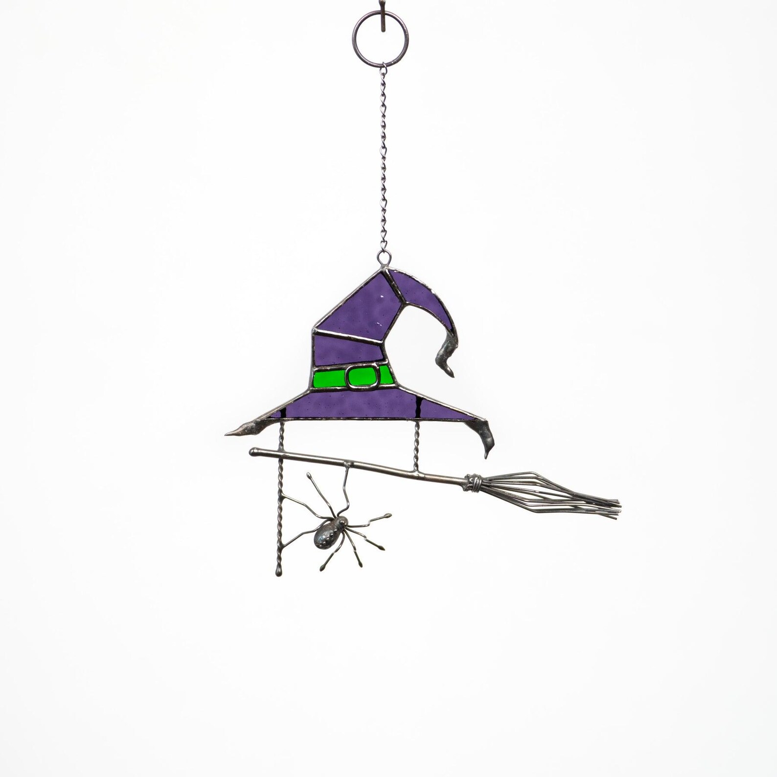 Handcrafted Witch Hat Stained Glass Arts, Colorful Stained Glass ...