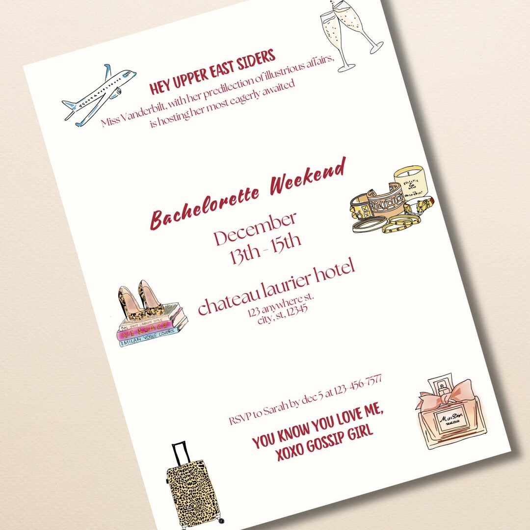 Gossip Girl Serena Van Der Woodsen Bachelorette Weekend Invitation ...
