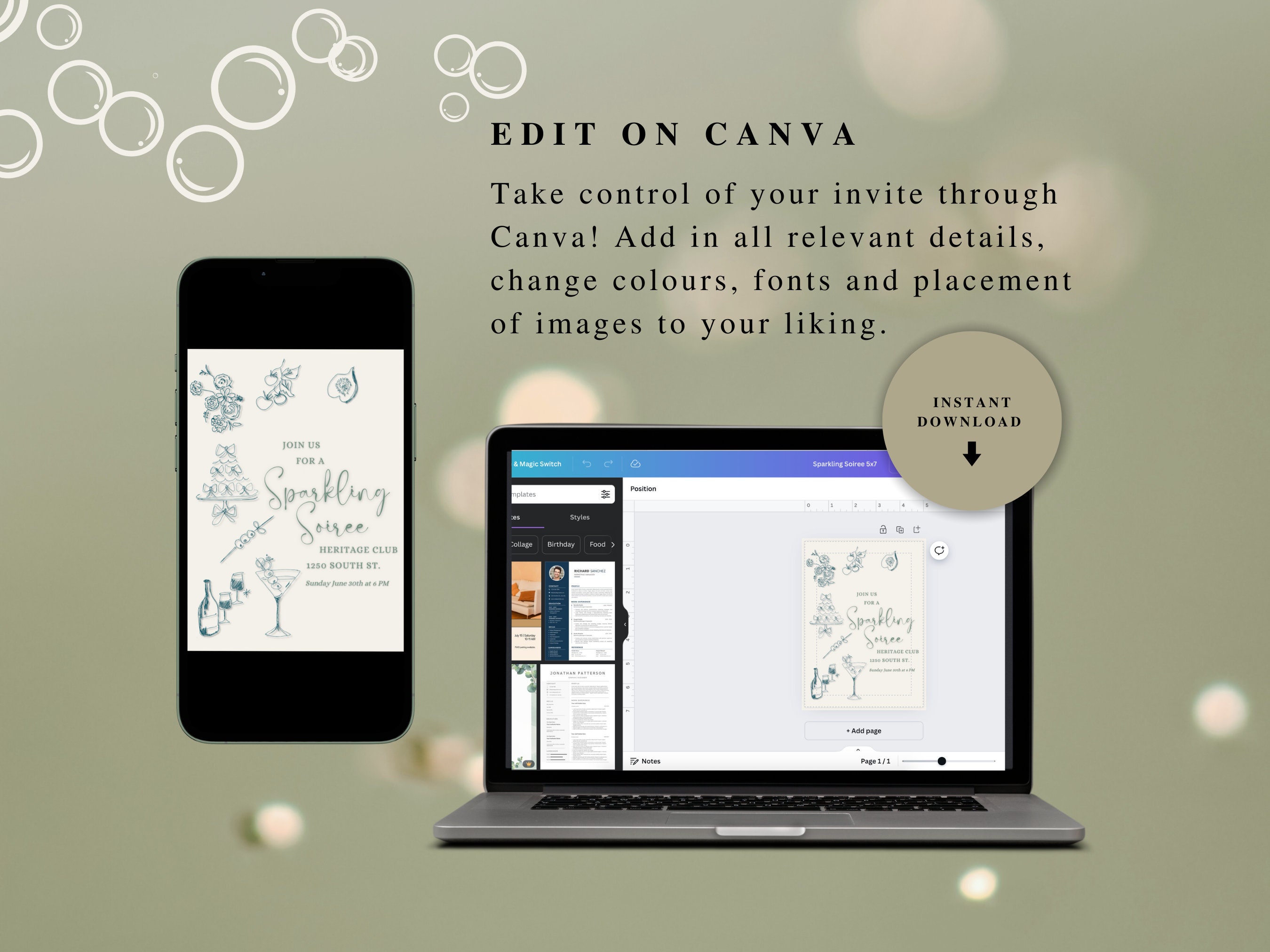 Sparkling Soiree Evening Party Invitation Template | Digital & Video ...