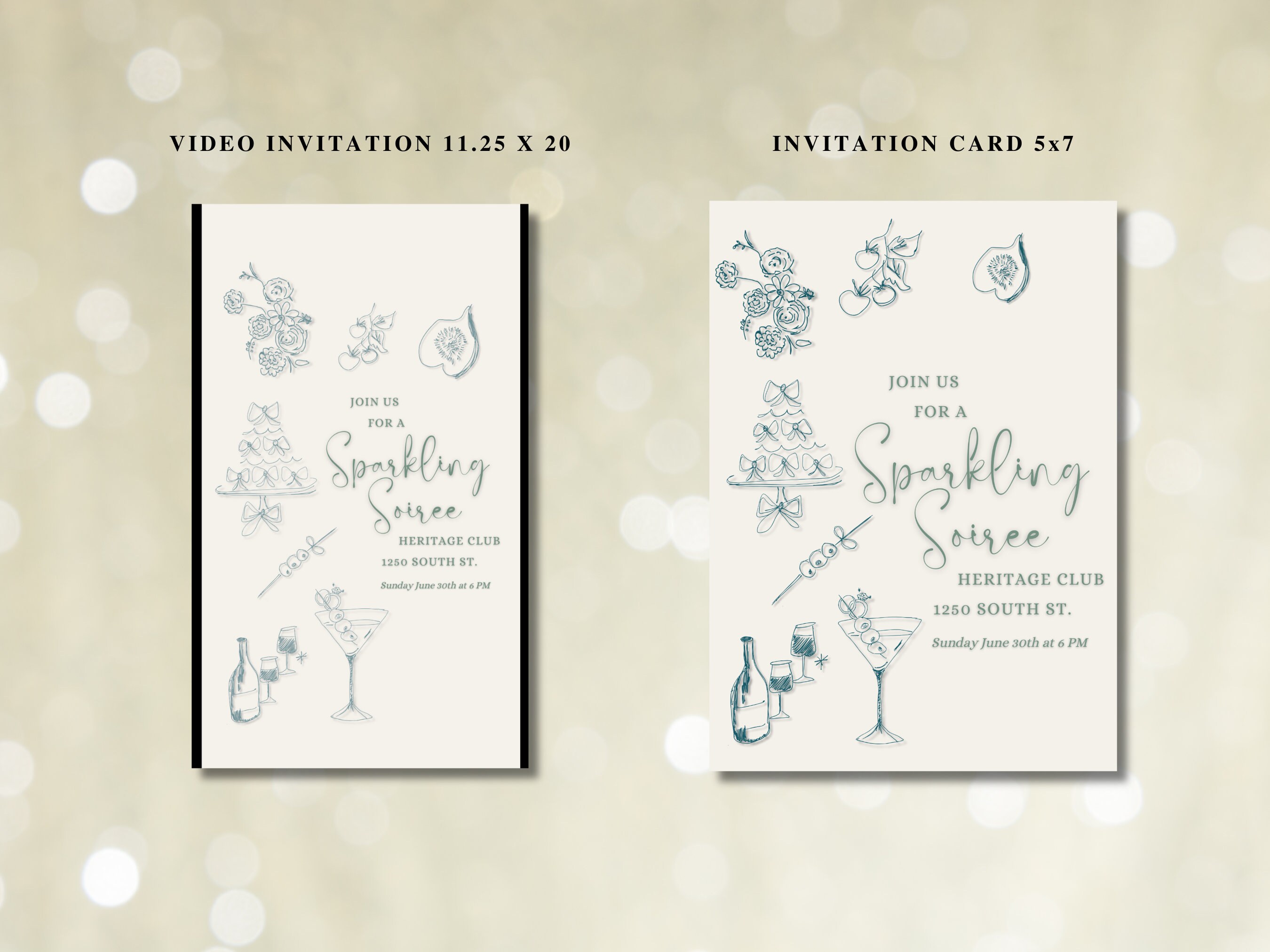 Sparkling Soiree Evening Party Invitation Template | Digital & Video ...