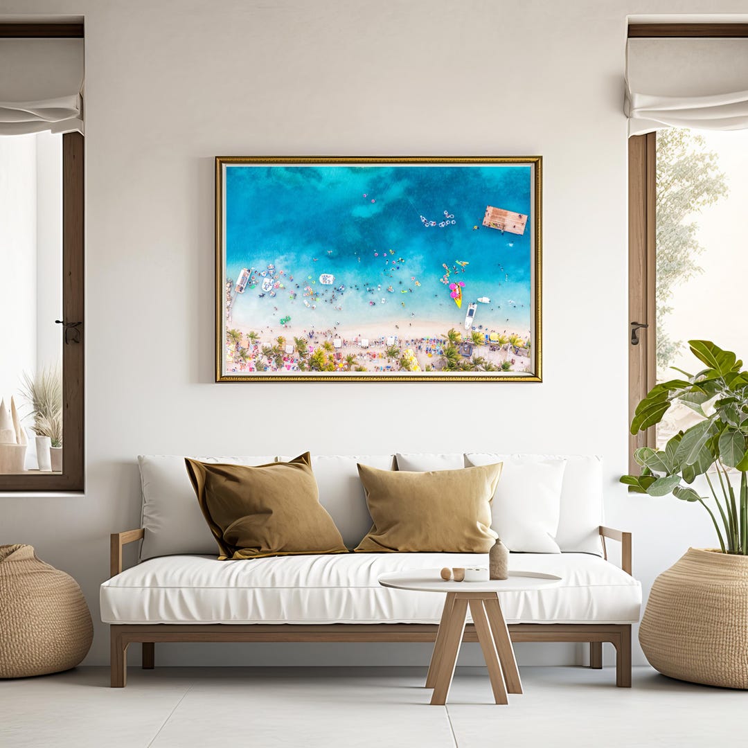 Tropical Beach Poster – Oceanfront Wall Art Print With Palm Trees ...