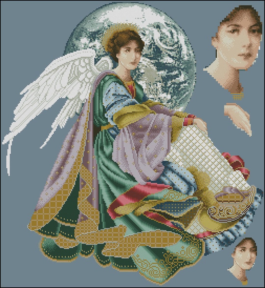 Printable PDF Cross Stitch Pattern Angel Word Peace Lady Miss Queen ...