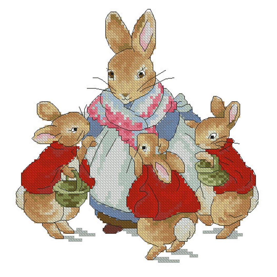 Printable PDF Cross Stitch Pattern Beatrix Potter Peter Rabbit Benjamin ...