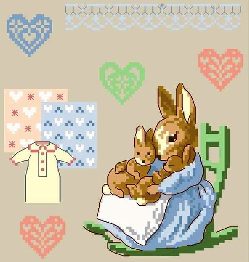 Printable PDF Cross Stitch Pattern Beatrix Potter Peter Rabbit Nursery ...