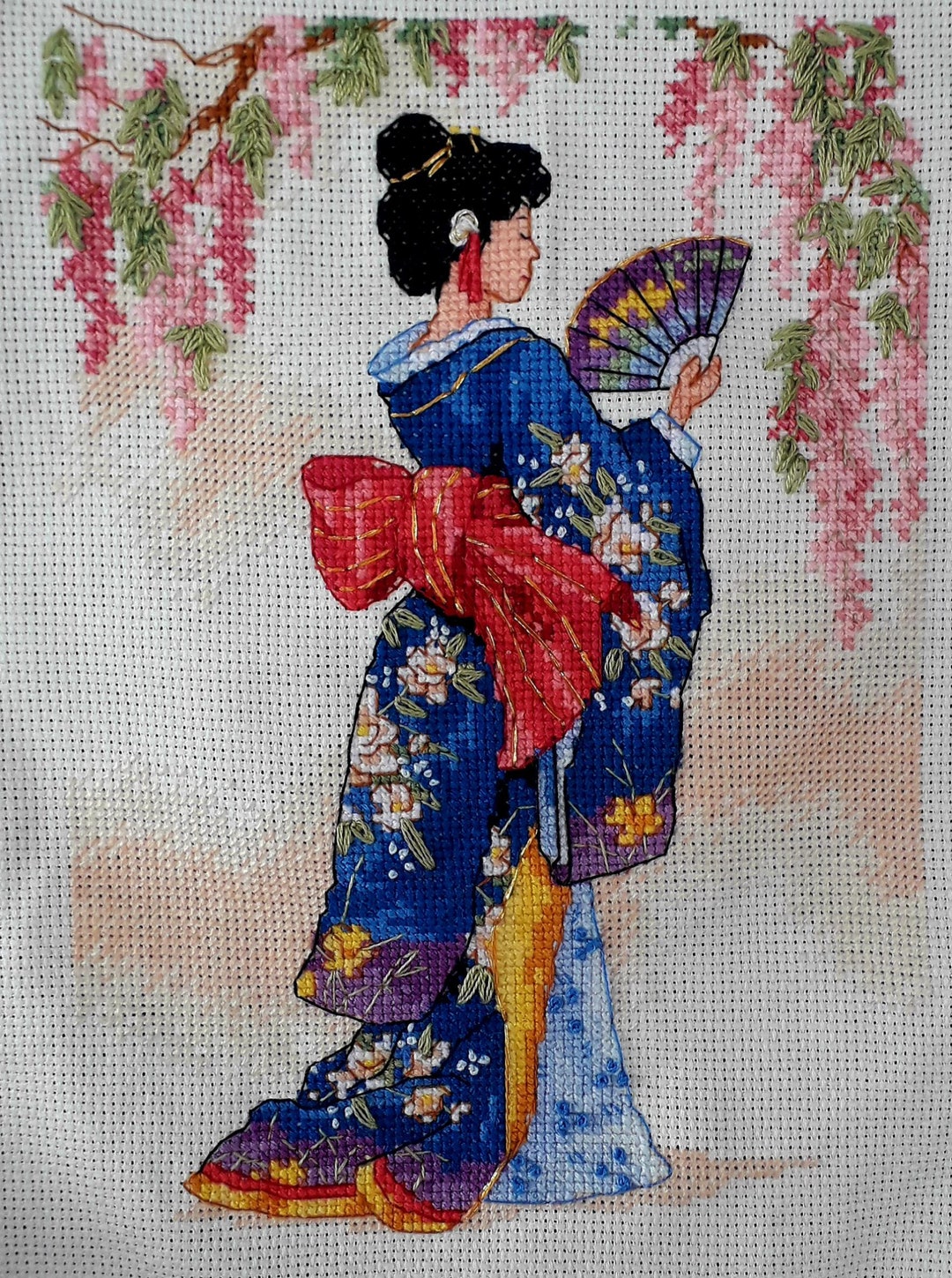 Printable PDF Cross Stitch Pattern Elegant Geisha Girl Woman Dress Lady ...
