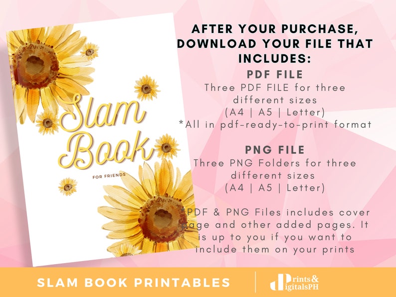 Sunflower Slam Book for College Students: Friendship Keepsake (digital ...