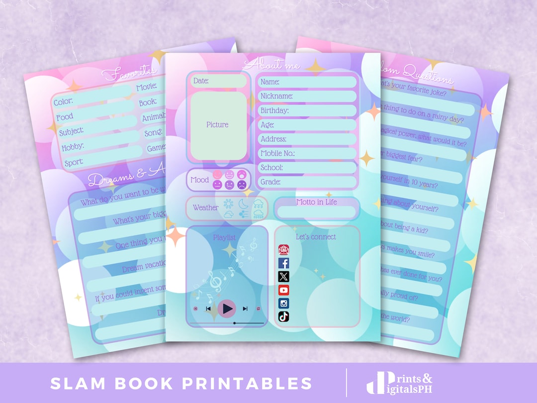Kids Slam Book: Printable Childhood Keepsake (PDF, PNG) - Etsy