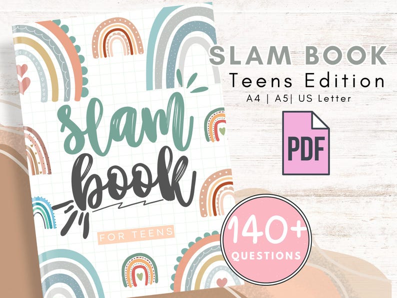 Slam Book for Teens, Kids - Boho Rainbow Style - Digital Printable ...