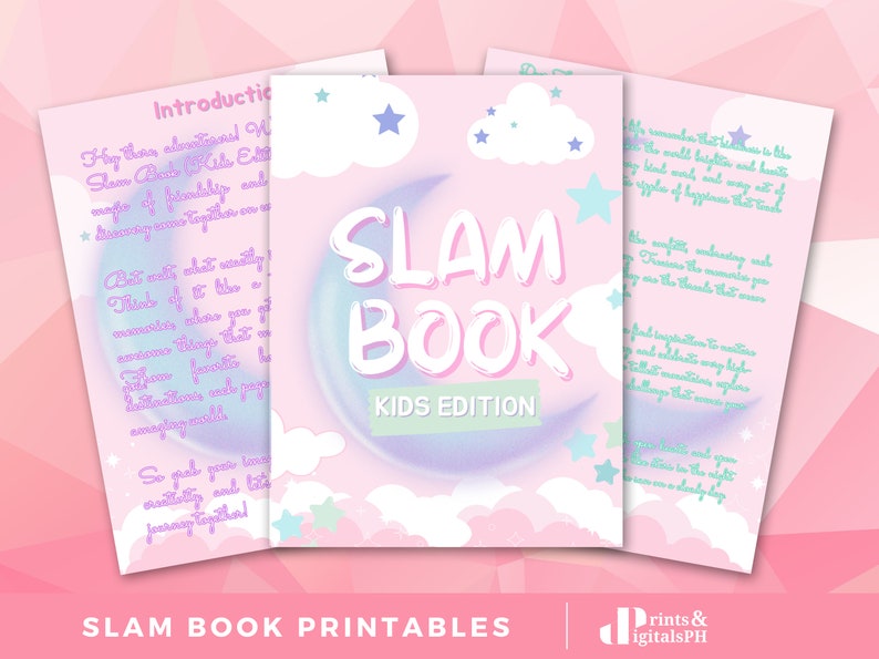 Slam Book for Friends Kids Edition Elementary Students Cute Pink Purple ...