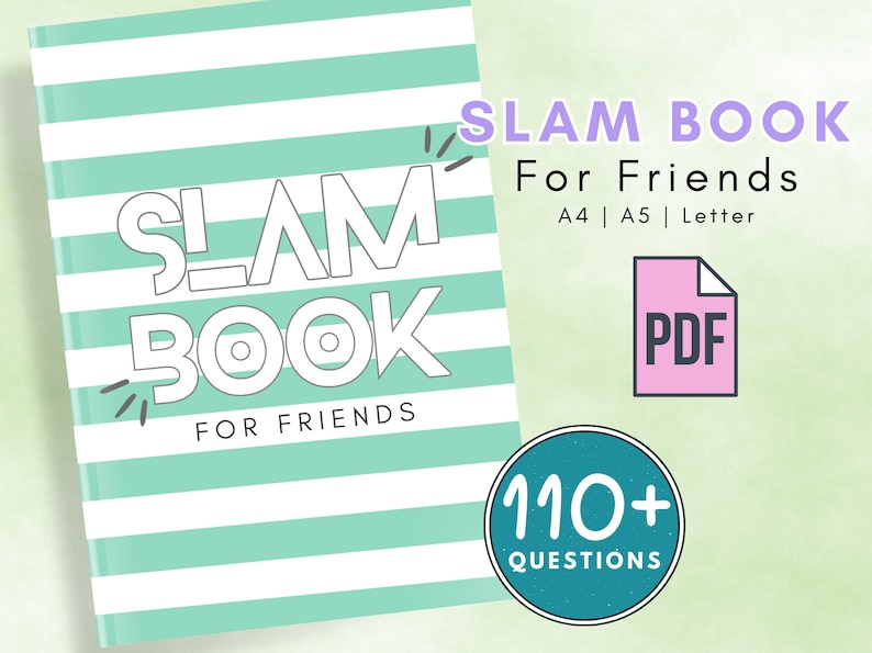 Slam Book for College Students and Adults - Stripe Design, Mint Green ...