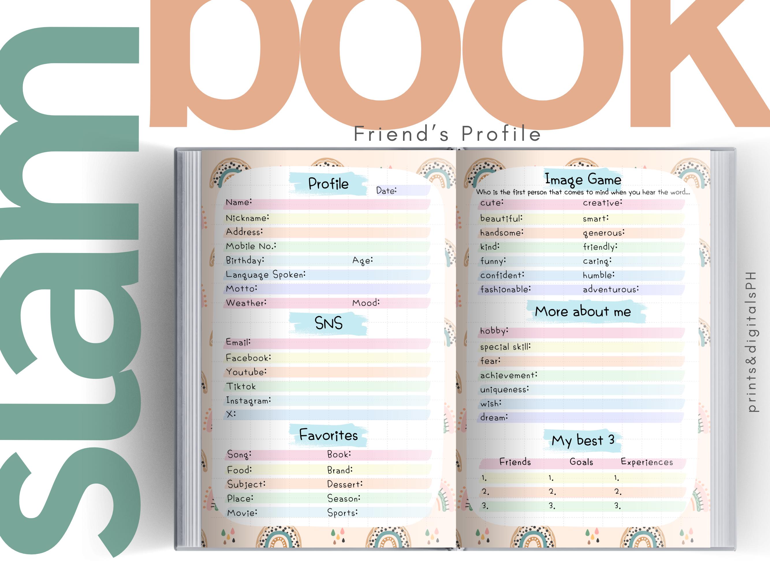 Slam Book for Teens, Kids - Boho Rainbow Style - Digital Printable ...