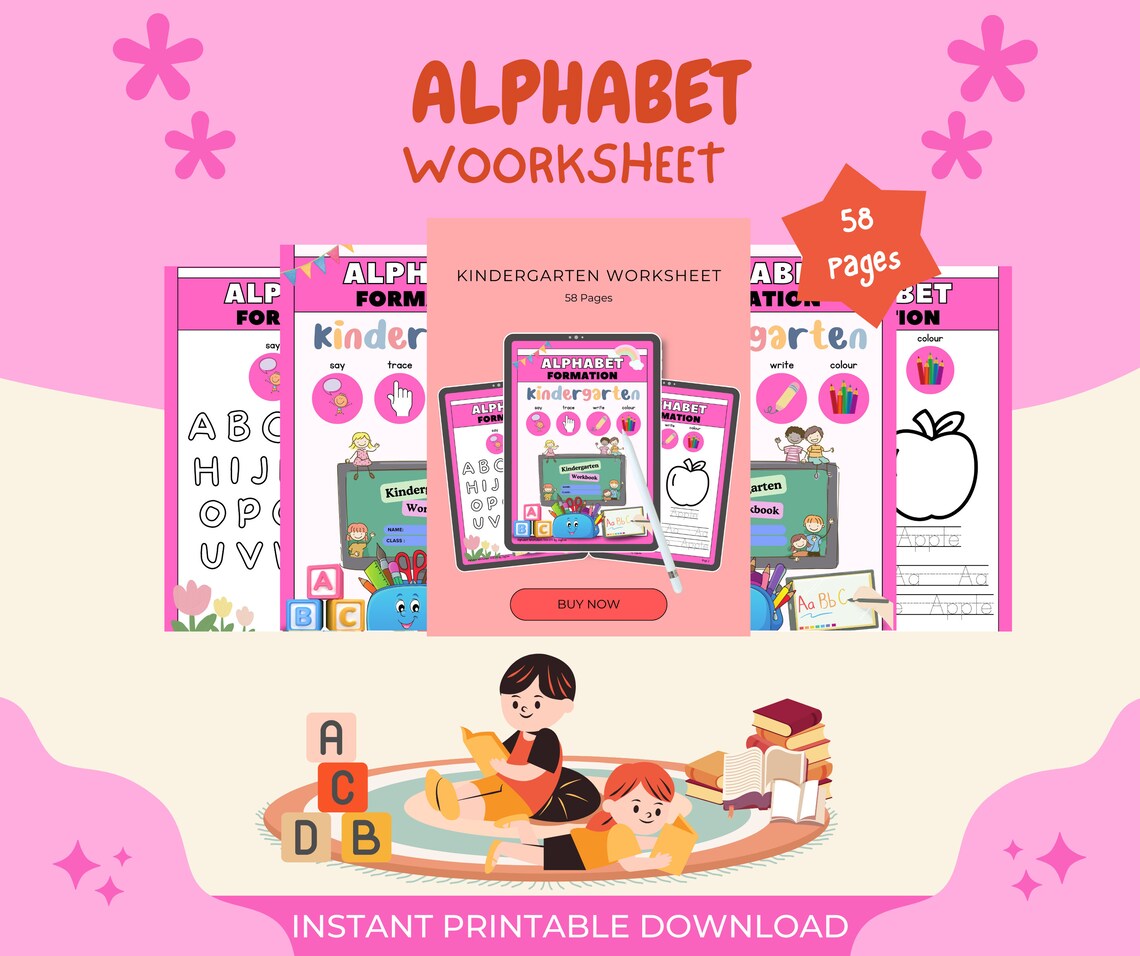 58 Pages Alphabet Formation | Say, Write, Trace, and Color | Printable ...