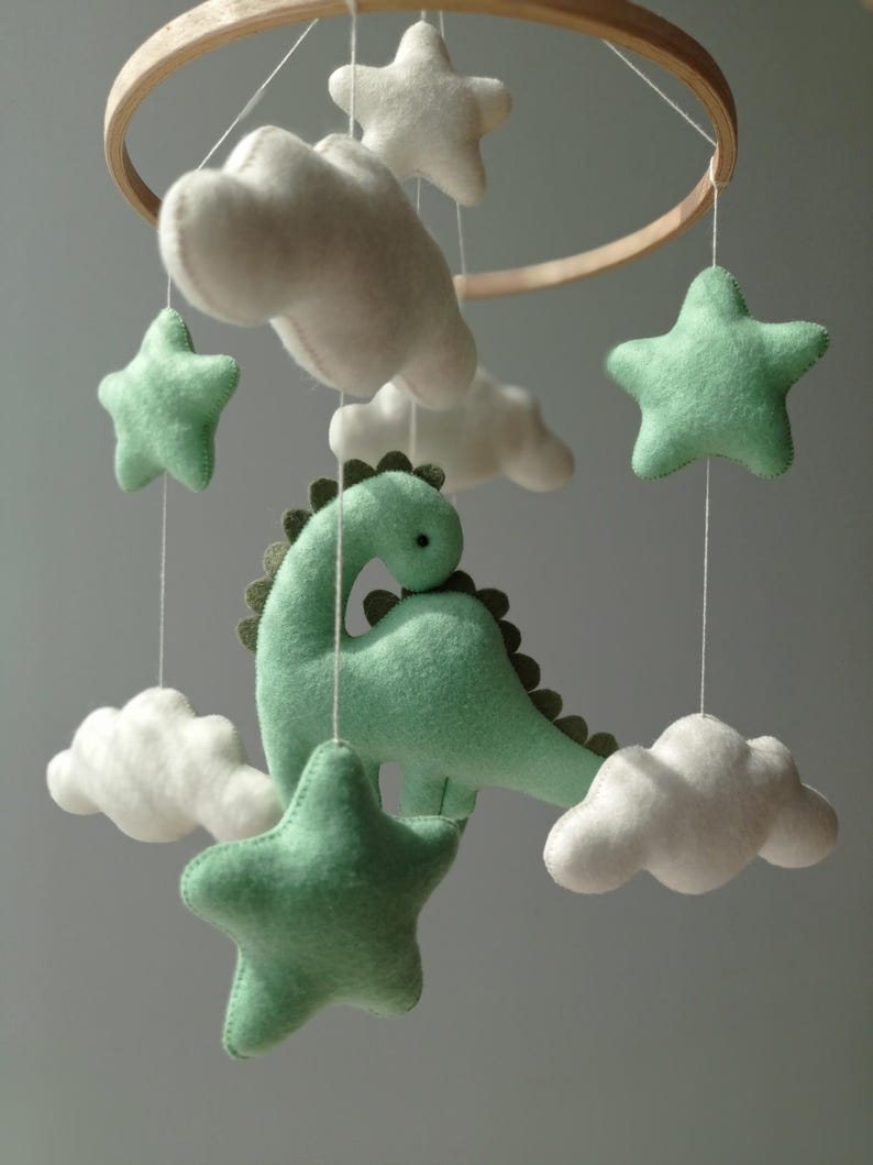 Dinosaur Mobile, Personalized Mobile With Cute Dinosaur, Felt Baby ...