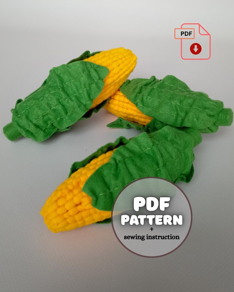 DIY PDF Pattern, Realistic Waldorf Inspired, Felt Corn Play Food Plush ...