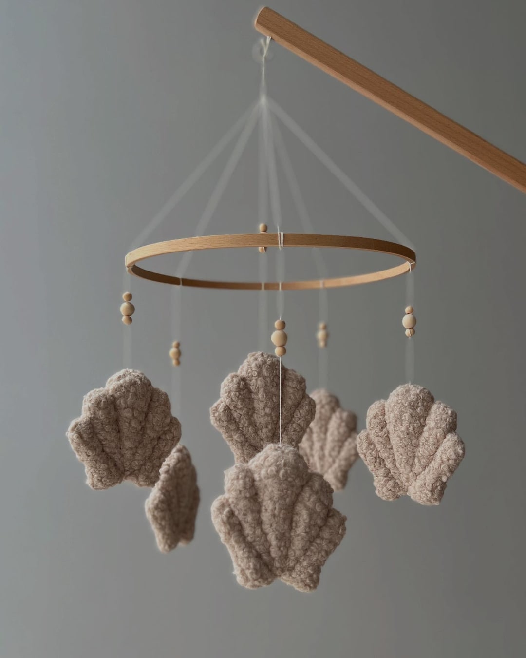 Minimalist Mobile Seashell Boucle Mobile Shell Mobile Neutral Nursery ...