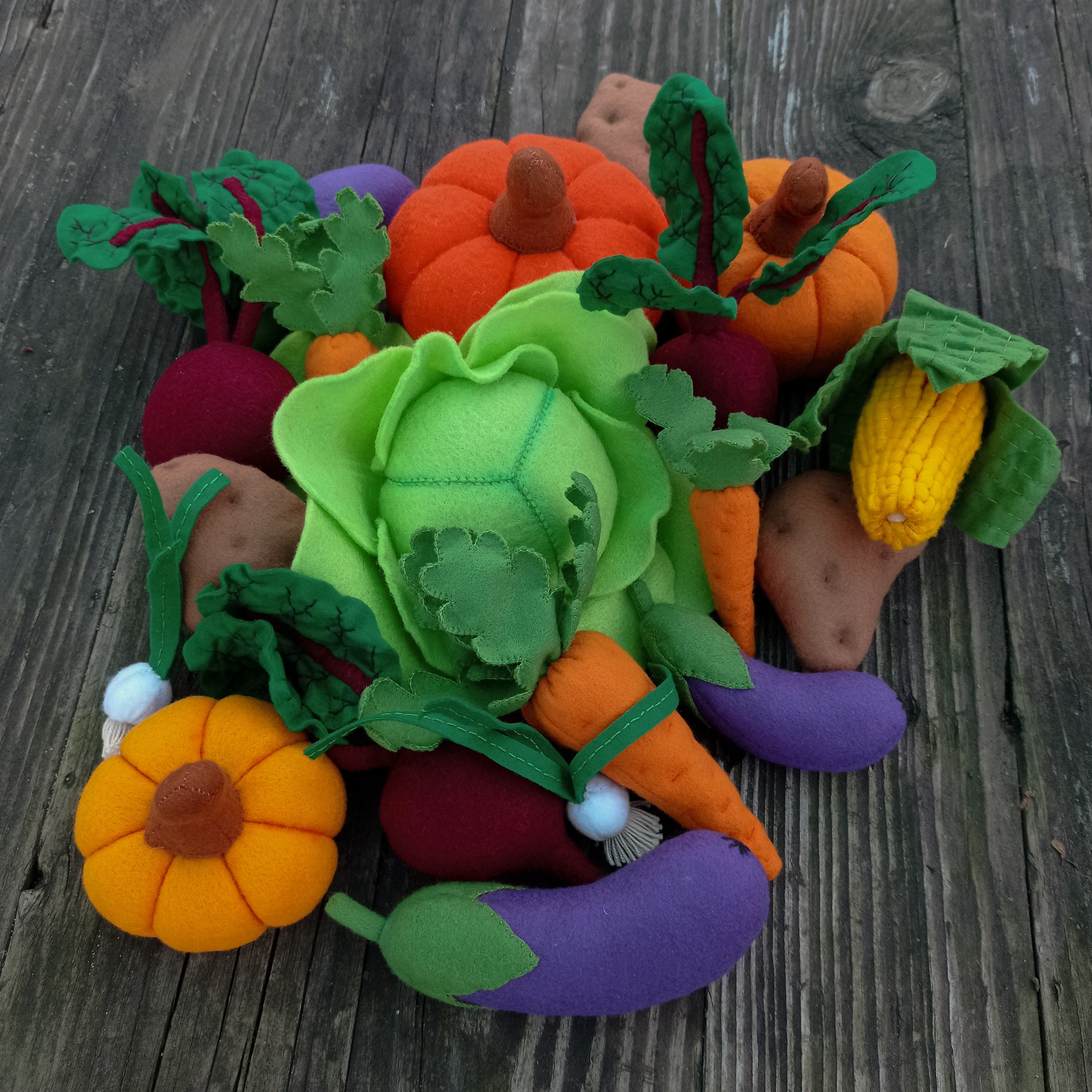 Felt Vegetables Set, Pretend Kitchen Miniature Food, Educational Toys ...