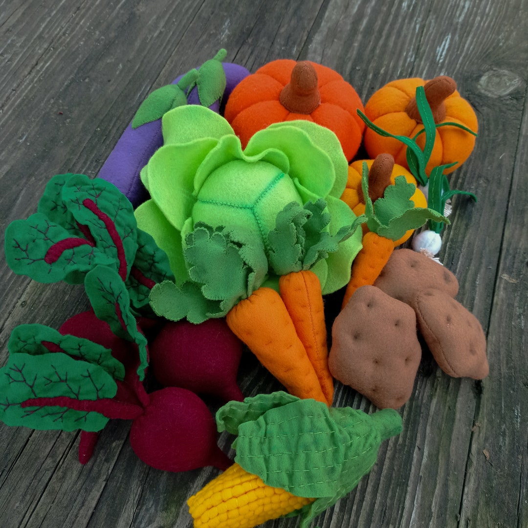 Felt Vegetables Set, Pretend Kitchen Miniature Food, Educational Toys ...