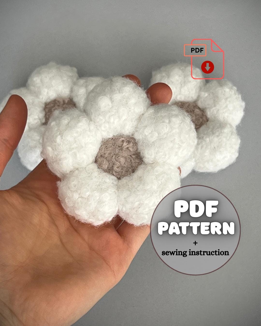 PDF Sewing Pattern, Stuffed Flower Pattern, Flower Toy Sewing Pattern ...