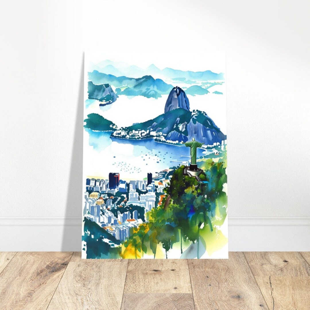 Watercolor Painting Rio De Janeiro | Brazil Landscape Poster ...