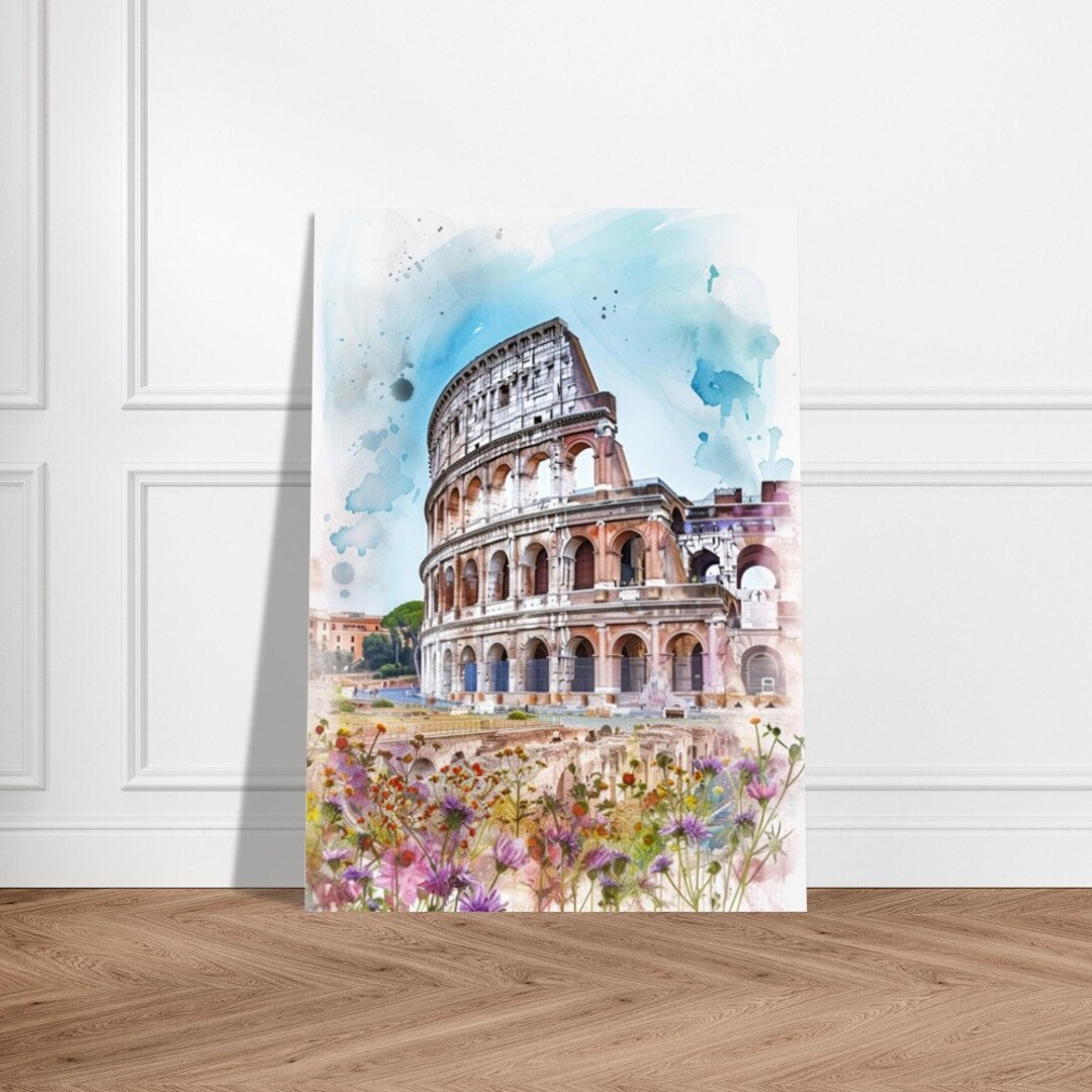 Watercolor Painting Coliseum Roma Italian Monument Poster Watercolor ...