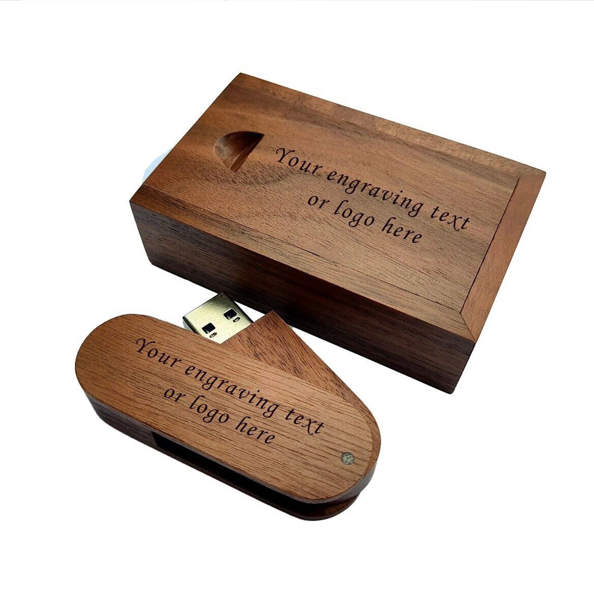 Rotating Wooden Engraved USB With Names and Date,custom Engraved Usb ...