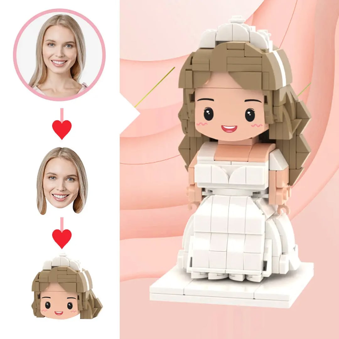 Wedding Gifts, Custom Legos Wedding Dress Brick Figures Custom Head ...