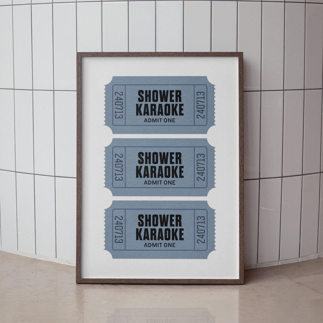 Shower Karaoke Ticket Print Digital Download Poster Admit One Printable ...