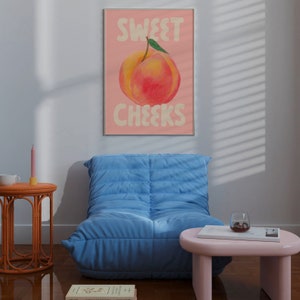 Sweet Cheeks Peach Printable Cute Bathroom Print - Etsy