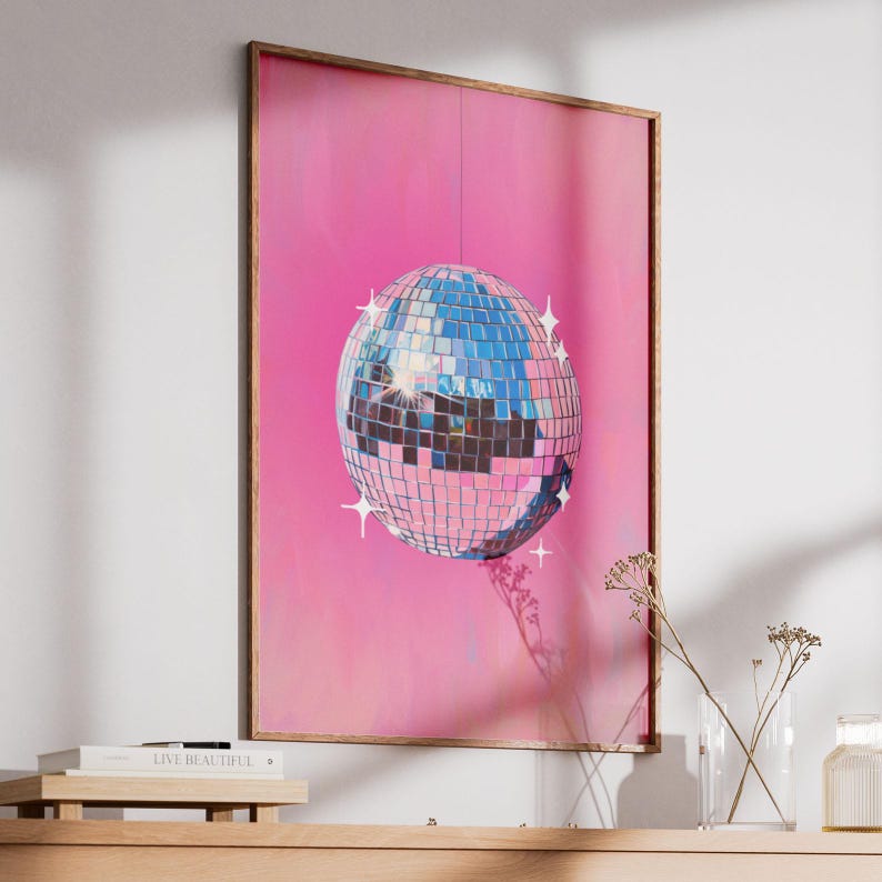Disco Ball Printable, Mirror Ball Poster - Digital Download for Funky ...