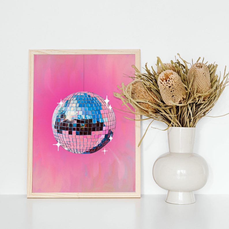 Disco Ball Printable, Mirror Ball Poster - Digital Download for Funky ...