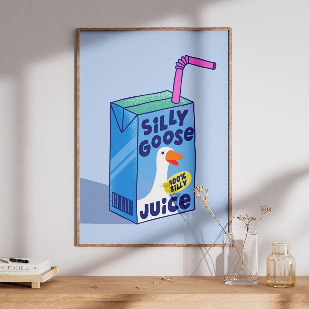 Silly Goose Juice Printable Art | Funny Juice Wall Art | Blue and Green ...