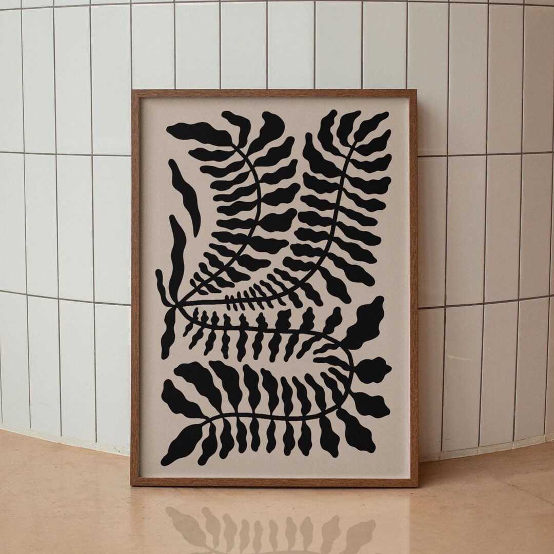Minimalist Black Fern Leaves Art Print, Digital Download, Modern ...