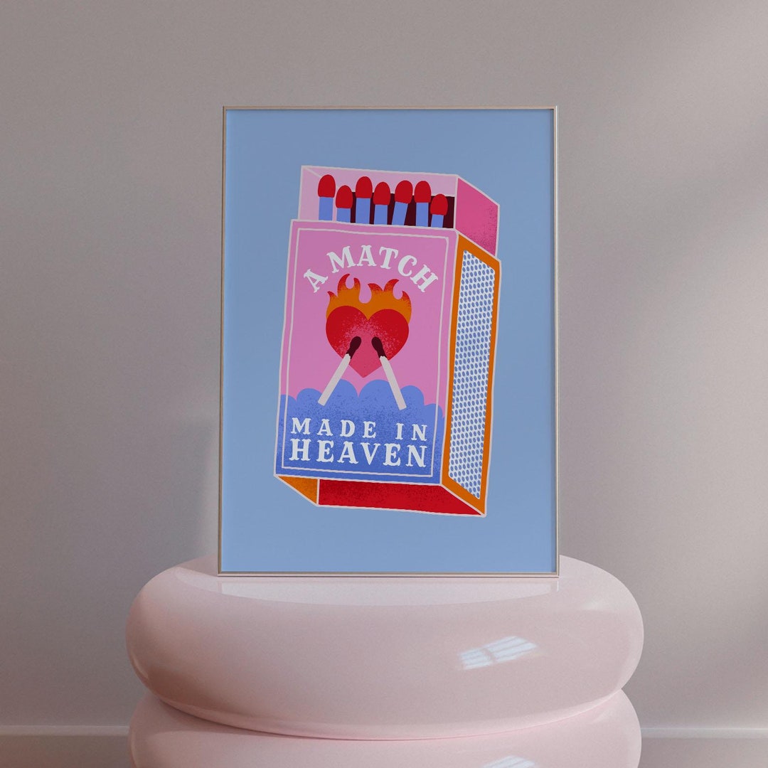A Match Made in Heaven Print | Cute Matchbox Wall Art | Digital ...