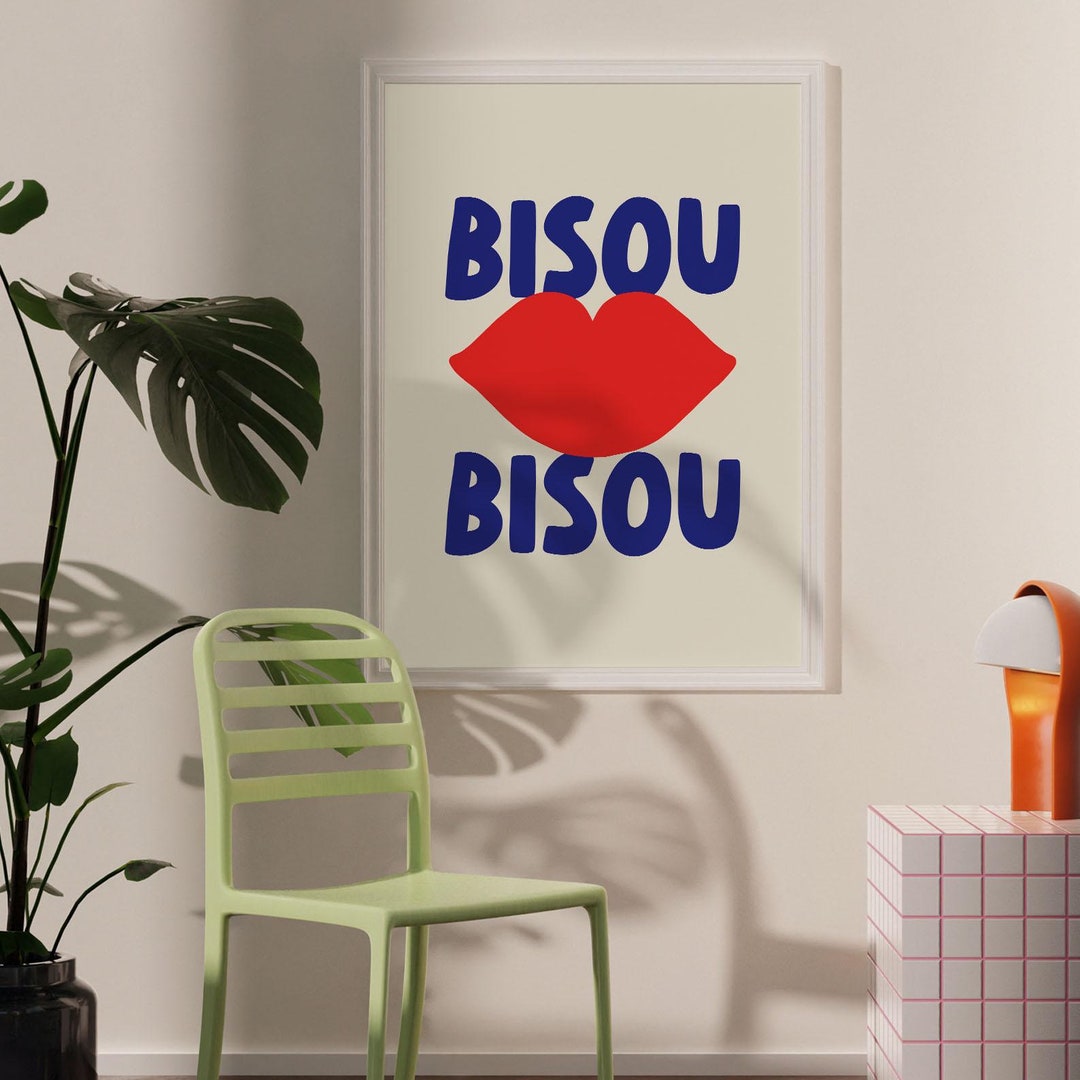 Bisou Bisou Wall Art, French Kiss Wall Art, Print Out Poster - Etsy
