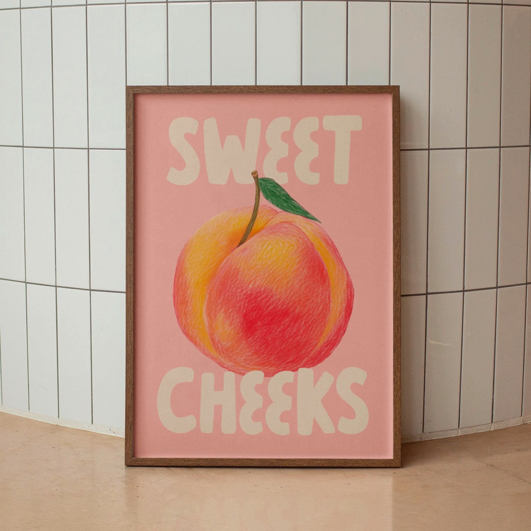 Sweet Cheeks Peach Printable Cute Bathroom Print - Etsy