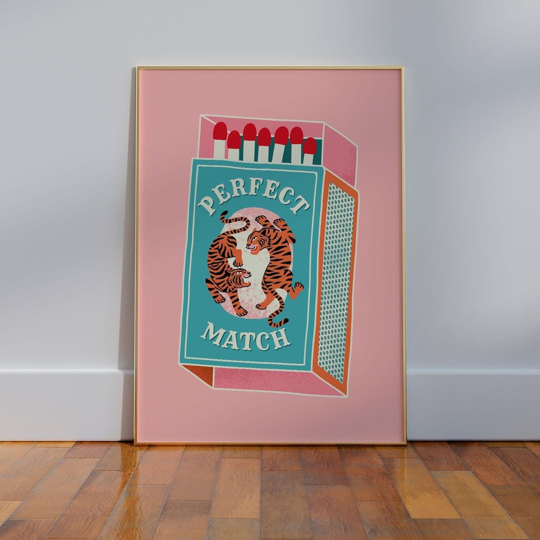 Perfect Match Print | Cute Matchbox Wall Art | Digital Download Poster ...