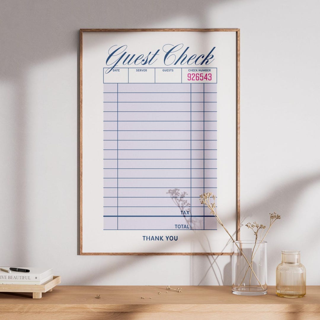 Vintage Guest Check Printable Wall Art (digital Download) - Etsy