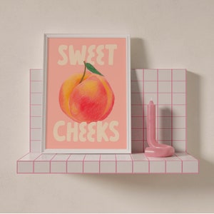 Sweet Cheeks Peach Printable Cute Bathroom Print - Etsy