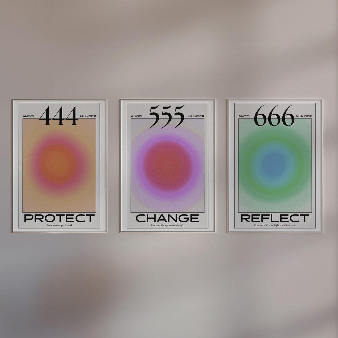 Angel Number Poster Collection | Digital Download Set | Aura Gradients ...