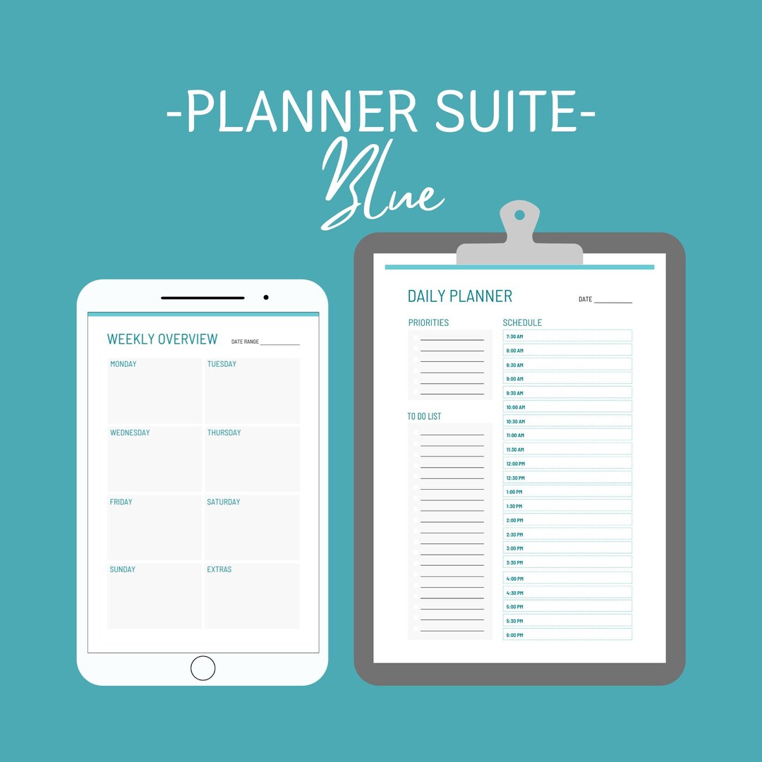 BLUE Planner Suite (weekly Overview, Daily Schedule & To-do List) | Get ...