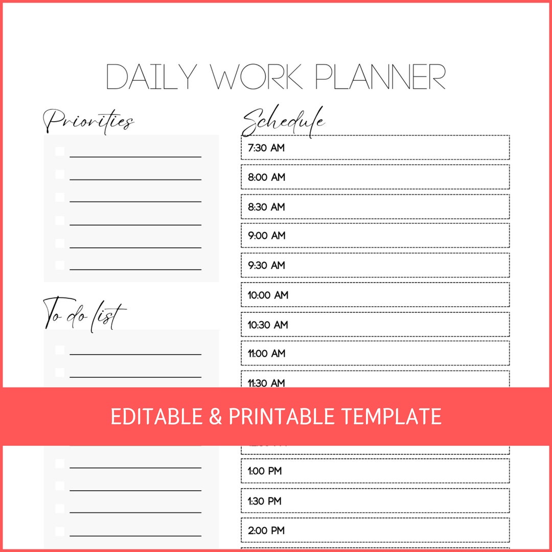 DAILY Work Life Planner Plan Your Day With This Minimalistic A4 Planner ...